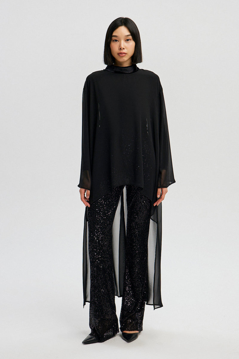 VELVET DETAILED CHIFFON TUNIC – Touché Europe