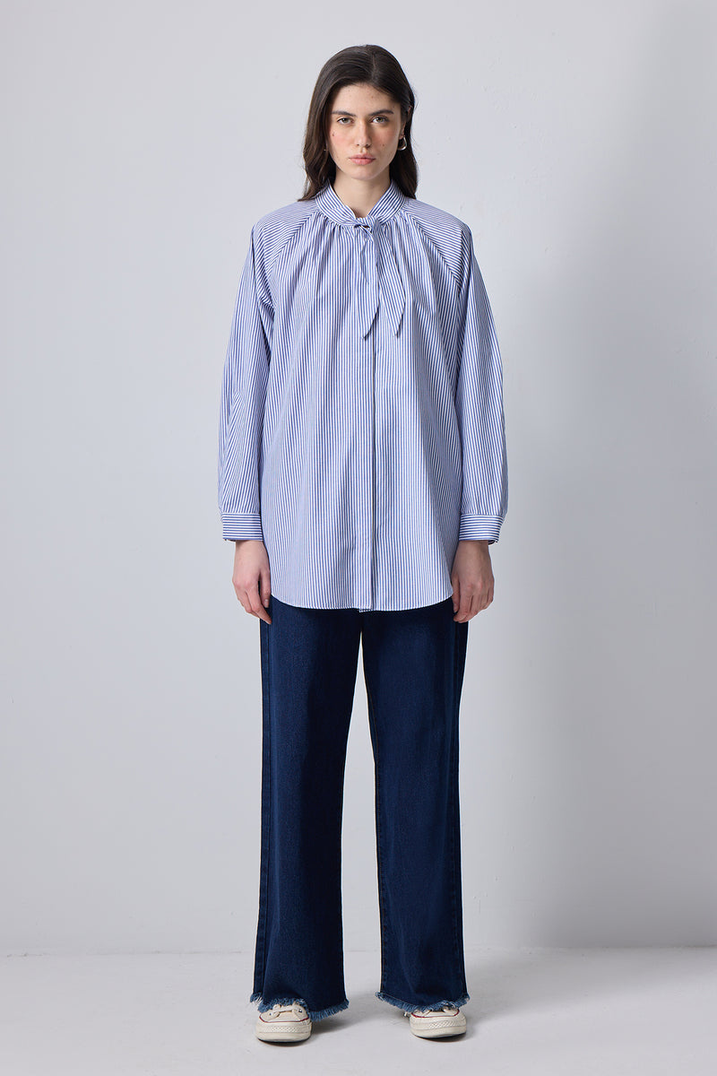 BOW TIE COLLAR STRIPED SHIRT – Touché Europe