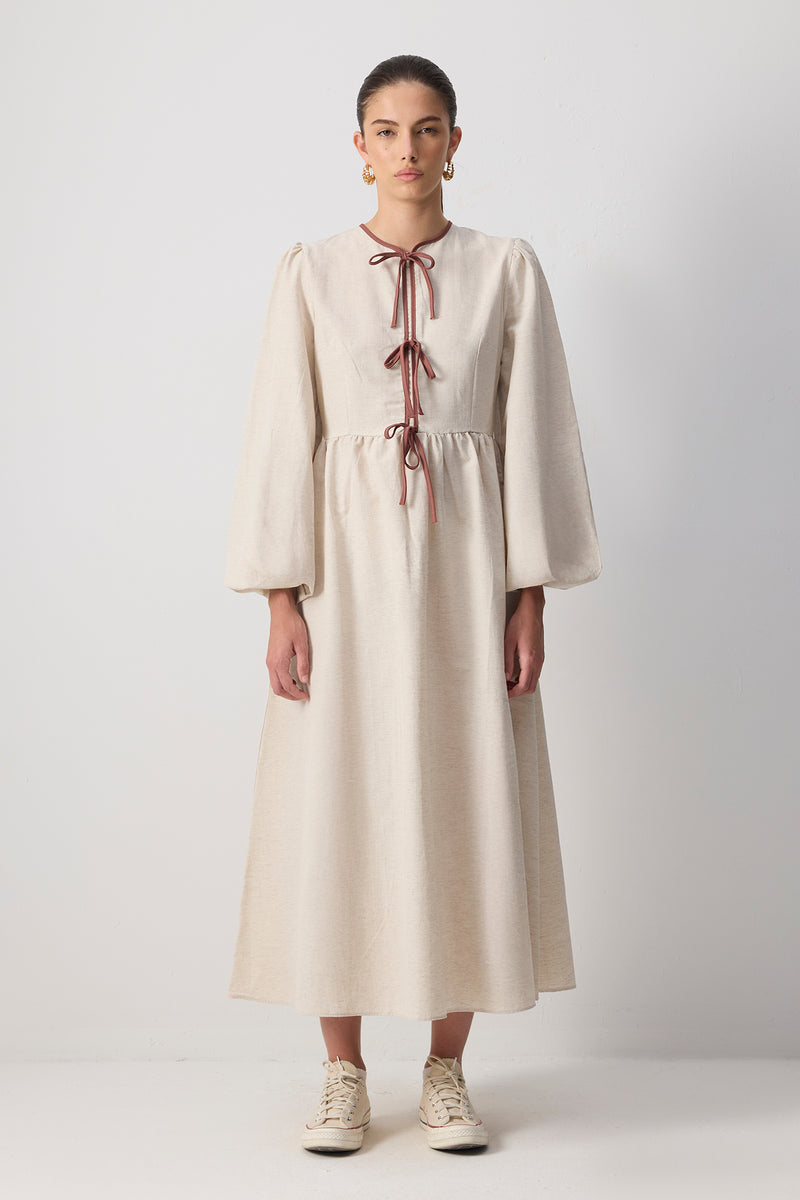 BALLON SLEEVE BOW DRESS – Touché Europe